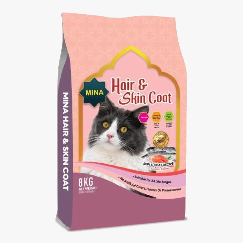 Mina Cat Food 8Kg Hair & Skin ( Salmon Flavour ) | Shopee Malaysia