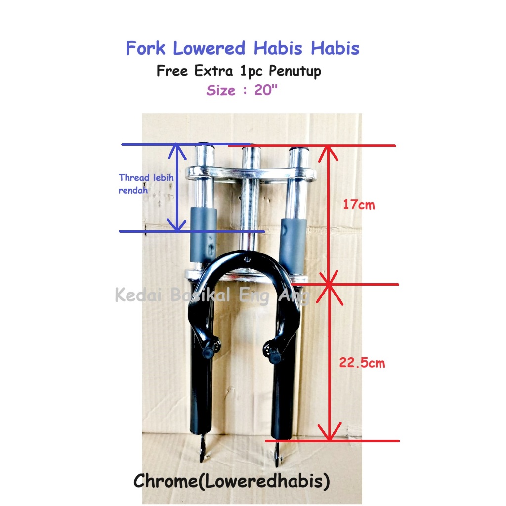20 Double Fork Chrome Dan Chrome Warna Colour Untuk Basikal Size 20