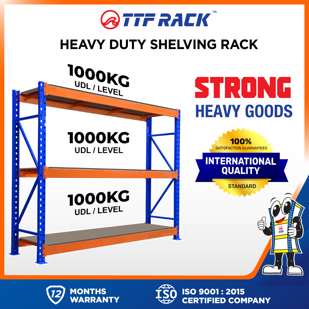 TTF Rack™️ H180cm Heavy Duty Shelving Rack 25x90 C Beam 12mm Plywood ...