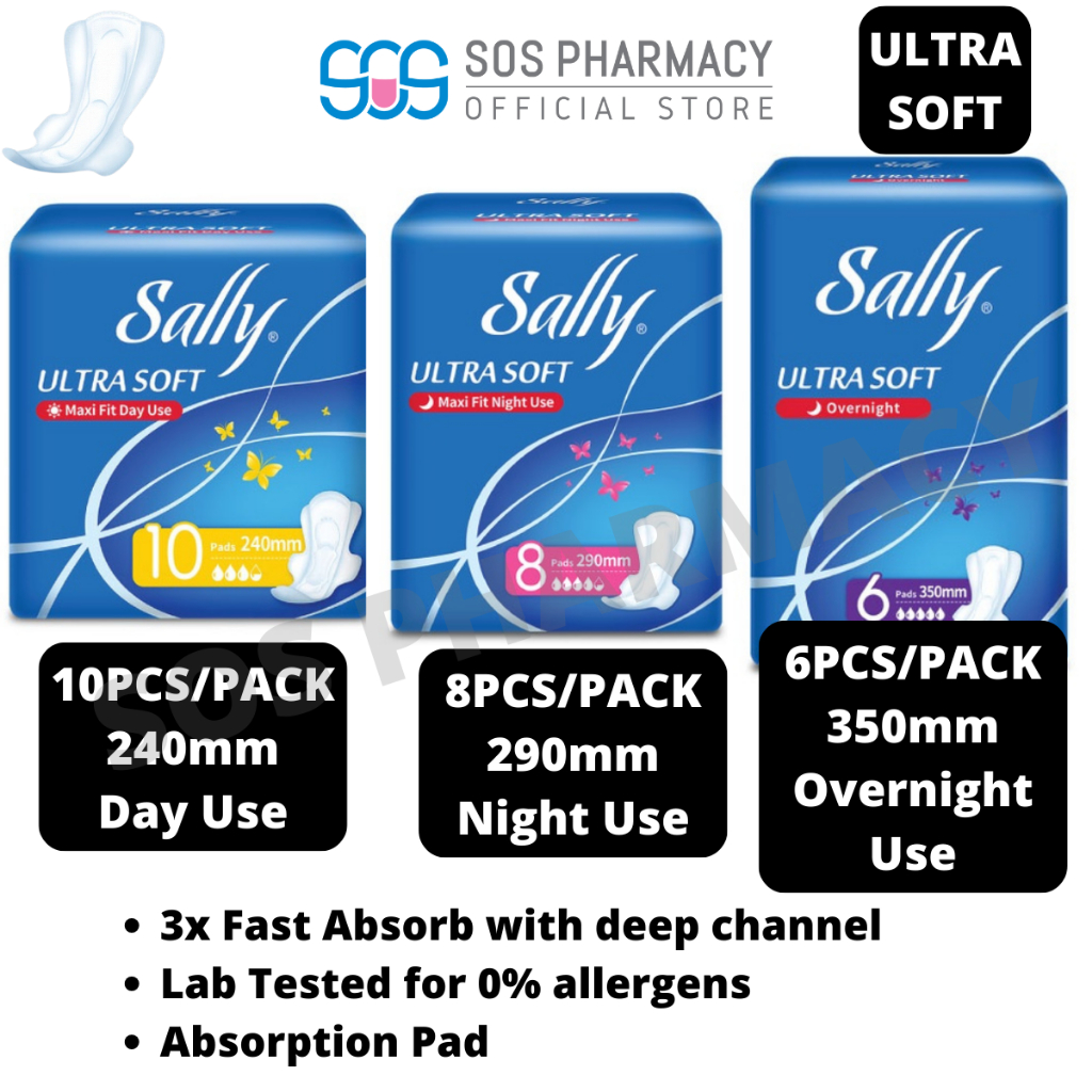 Sally Sanitary Pad Ultra Soft - Day Use/Night Use/Overnight Use (6Pcs ...