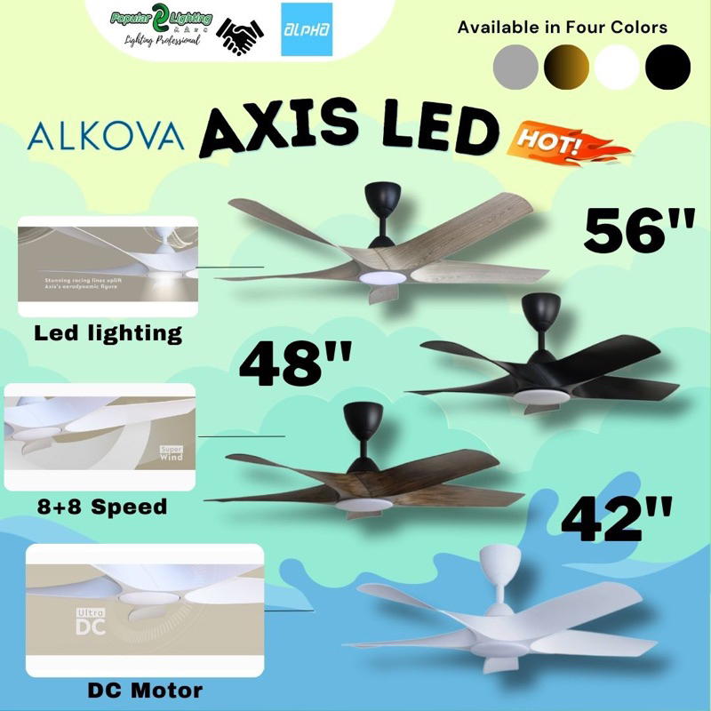 Alpha Alkova AXIS LED Ceiling Fan 56" DC Motor 5 blade with remote ...