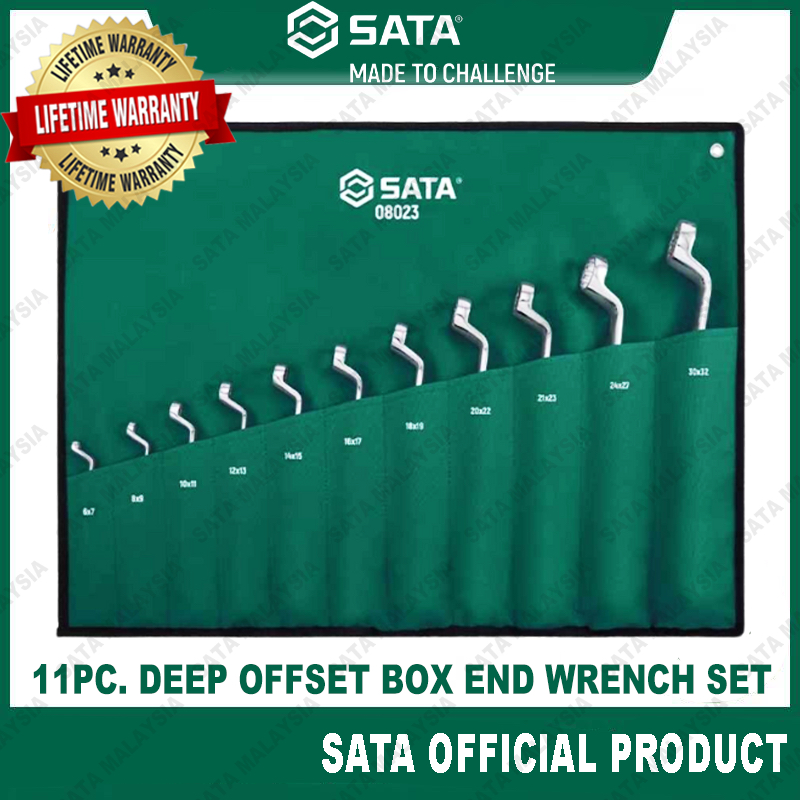 SATA 11pc. Deep Offset Box End Wrench Set 6-32MM Offset Box End Spanner ...
