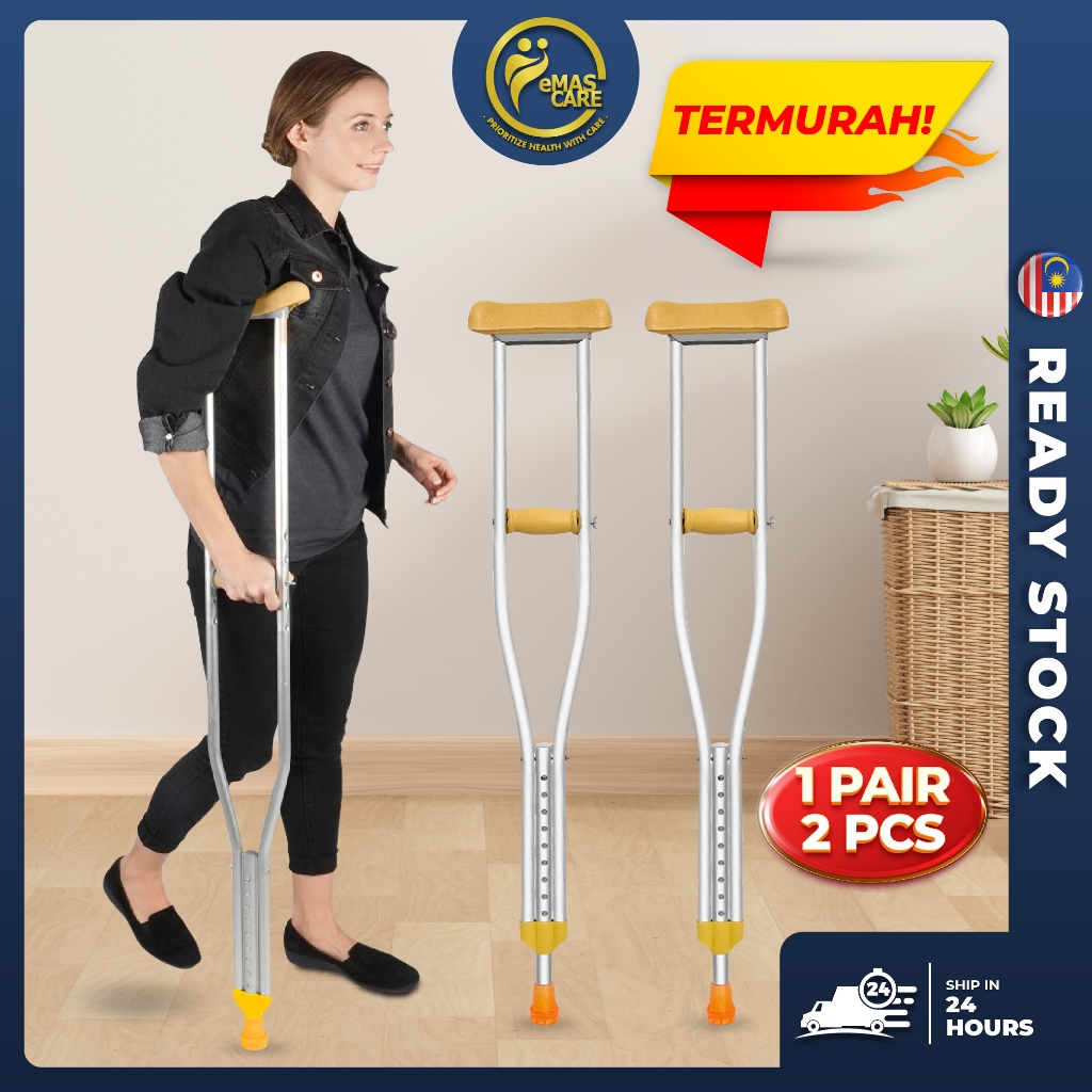 1Pair (2PCS) Ultra-Light Weight Underarm Cane Topang Kaki Arm Support ...