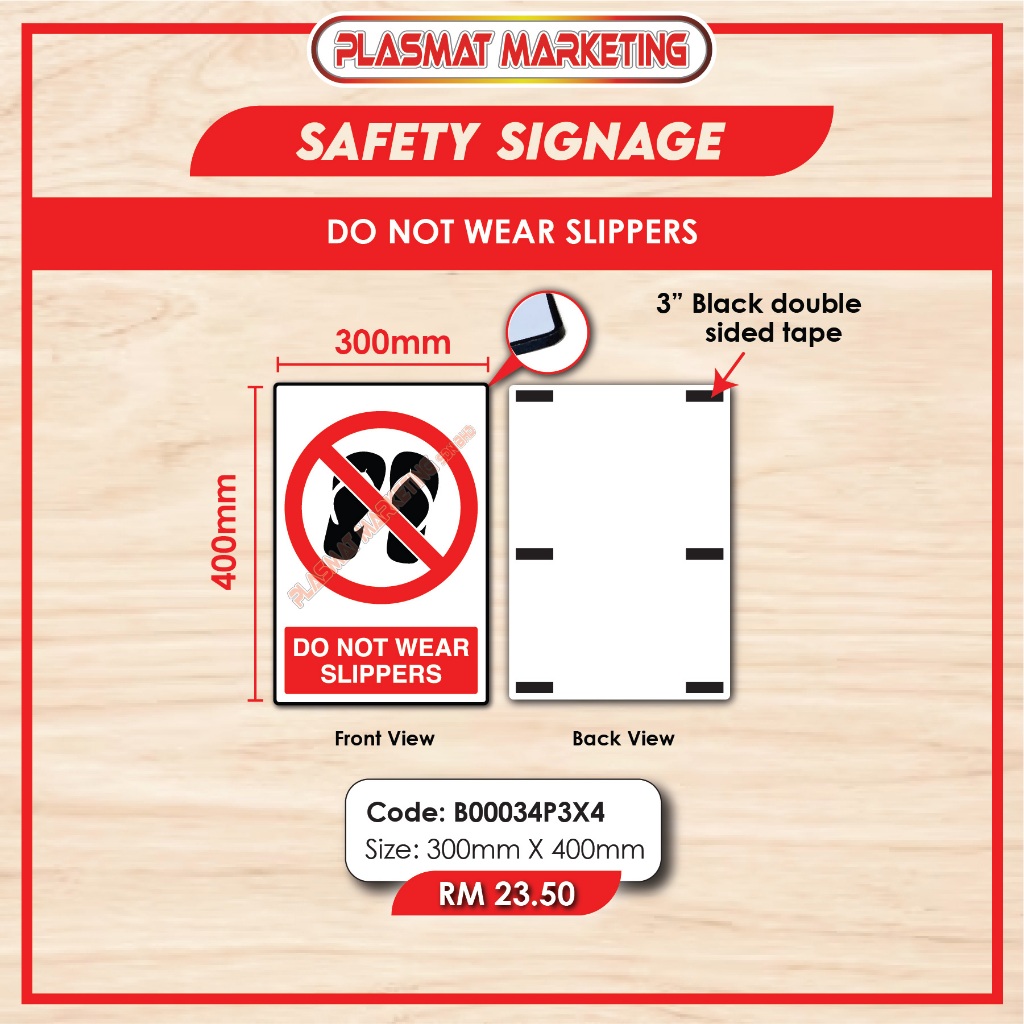 Safety Sign. Do Not Wear Slippers | Shopee Malaysia