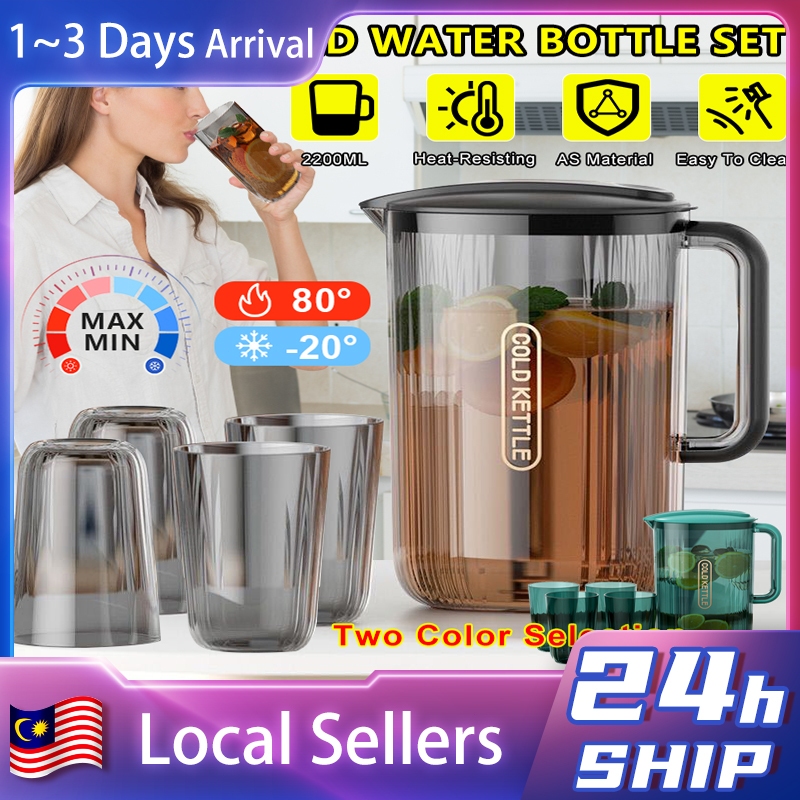 READY STOCK 2200ML Large Capacity Cold Kettle Drinking Glass Serving ...