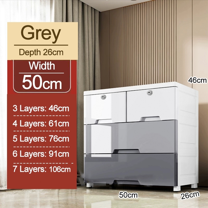 Ready!Plastic Storage Cabinet Drawer Baju Almari Baju Murah With Lock ...