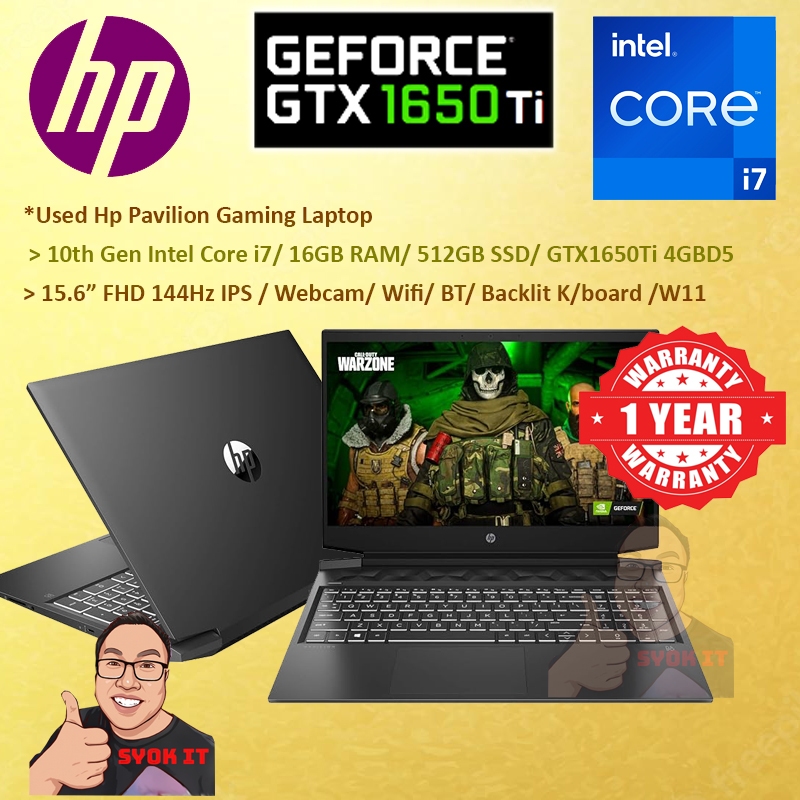 #1371 *Used HP Pavilion Gaming 15 Purple Laptop 10th Gen i7 16GB RAM ...