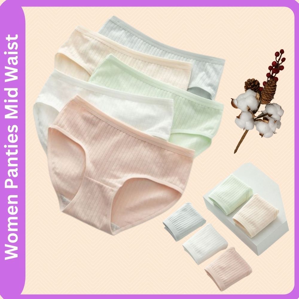 Women Panties Mid Waist Seluar Dalam Wanita Women Cotton Panties Women ...