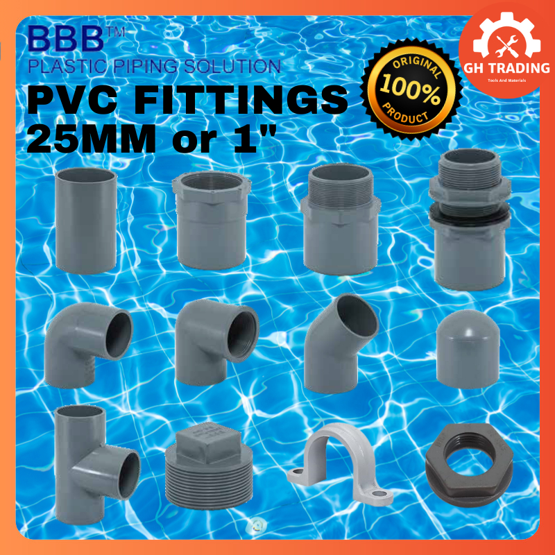 PVC Fitting 25mm 1" Socket Elbow 45 Tee PT Socket V Tank Connector Threaded Plug End Cap Valve ...