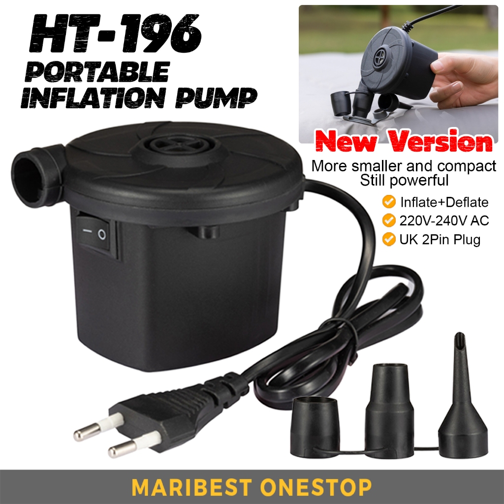 HT-196 PORTABLE AC ELECTRIC AIR INFLATION PUMP INFLATE DEFLATE FOR POOL BED MATTRESS | Shopee ...