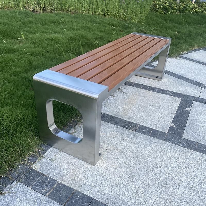 Stainless steel outdoor bench park chair bench anticorrosive wood ...