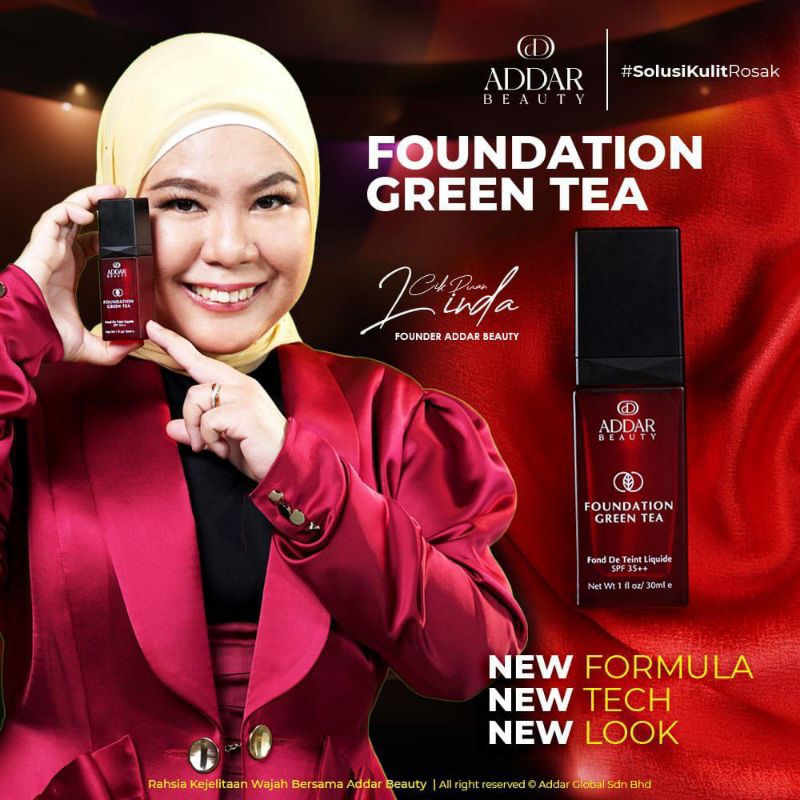 Foundation Green Tea Rawat dan solek Addar Beauty | Shopee Malaysia