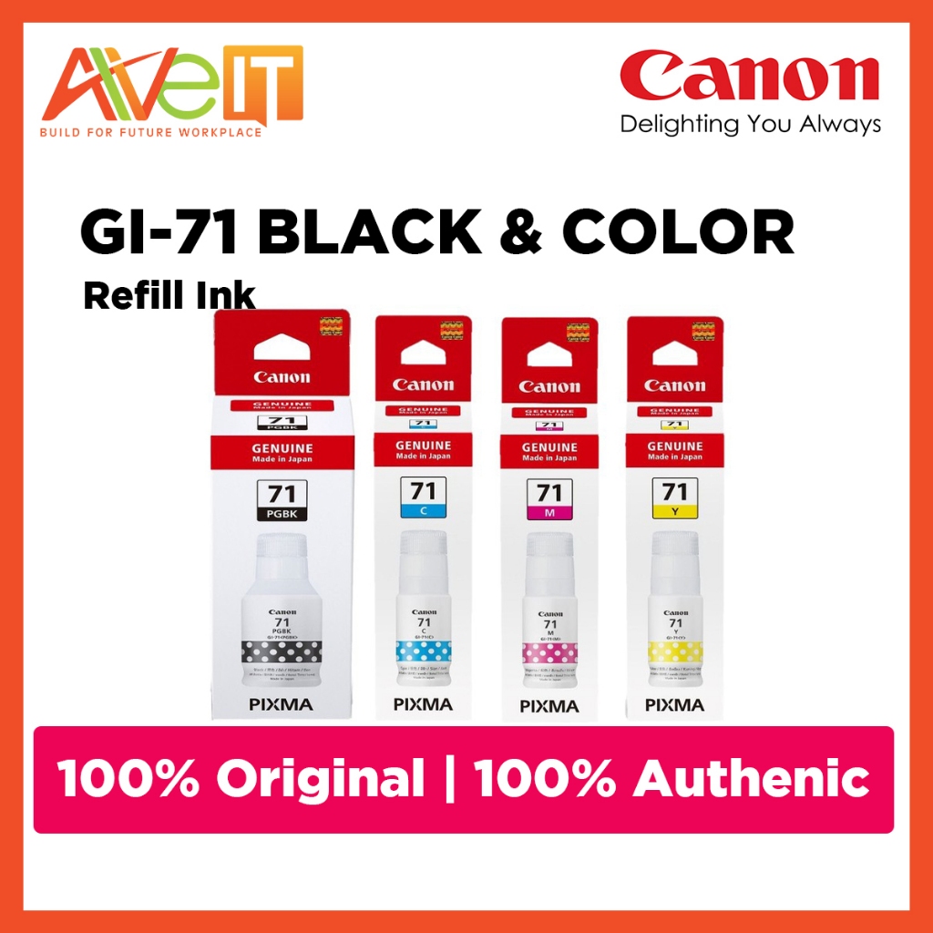 CANON GI-71 / GI 71S Genuine INK BOTTLE BLACK/CYAN/MAGENTA/YELLOW ...