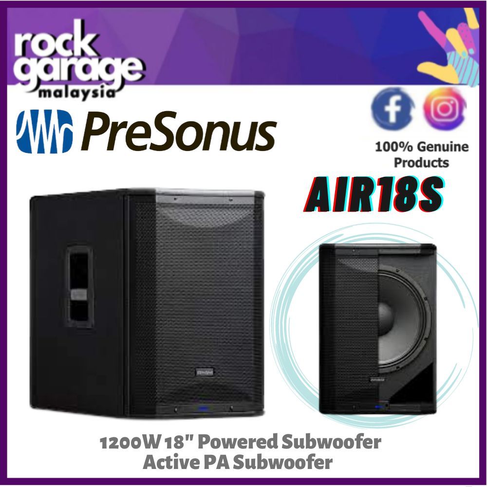 PreSonus AIR18s 1200W 18" Powered Subwoofer Active PA Subwoofer (AIR ...