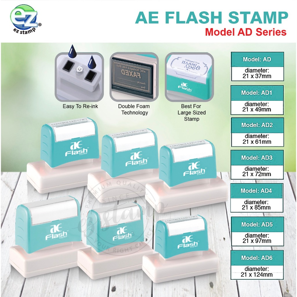 (AD Series) Custom Made Pre-inked Stamp AE Flash Stamp cop flash chop nama rubber stamp cop ...
