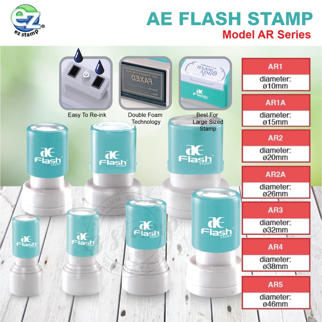 AE Flash Round Pre-Inked Stamp | Rubber Stamp cop flash chop nama office cop company chop ...