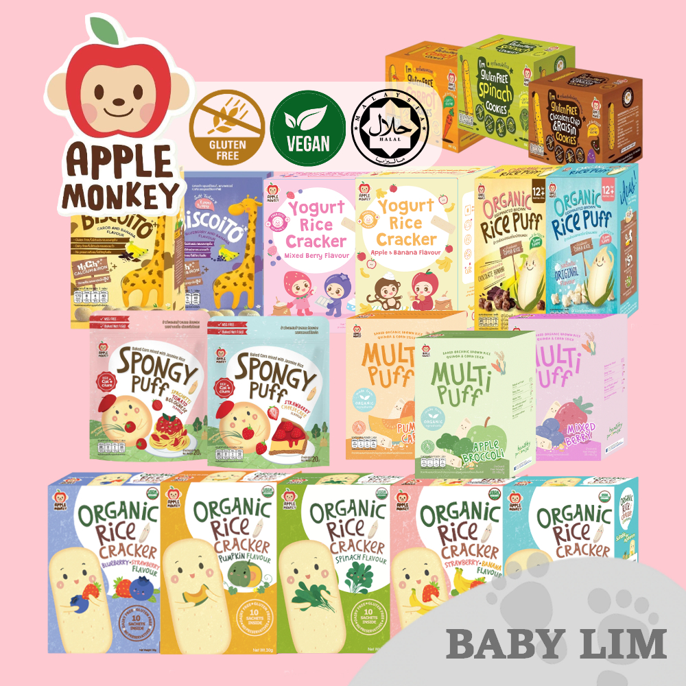 [New Expiry Date] Apple Monkey Baby Snack Series Biscoito/Organic Rice ...