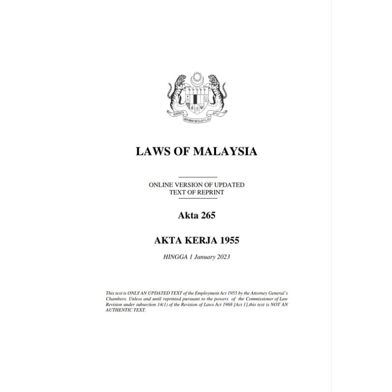 Akta Kerja 1955 (Akta 265) | Shopee Malaysia