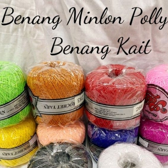 Benang Kait Minlon Polly/Benang Crochet yarn knitting/benang minlon ...