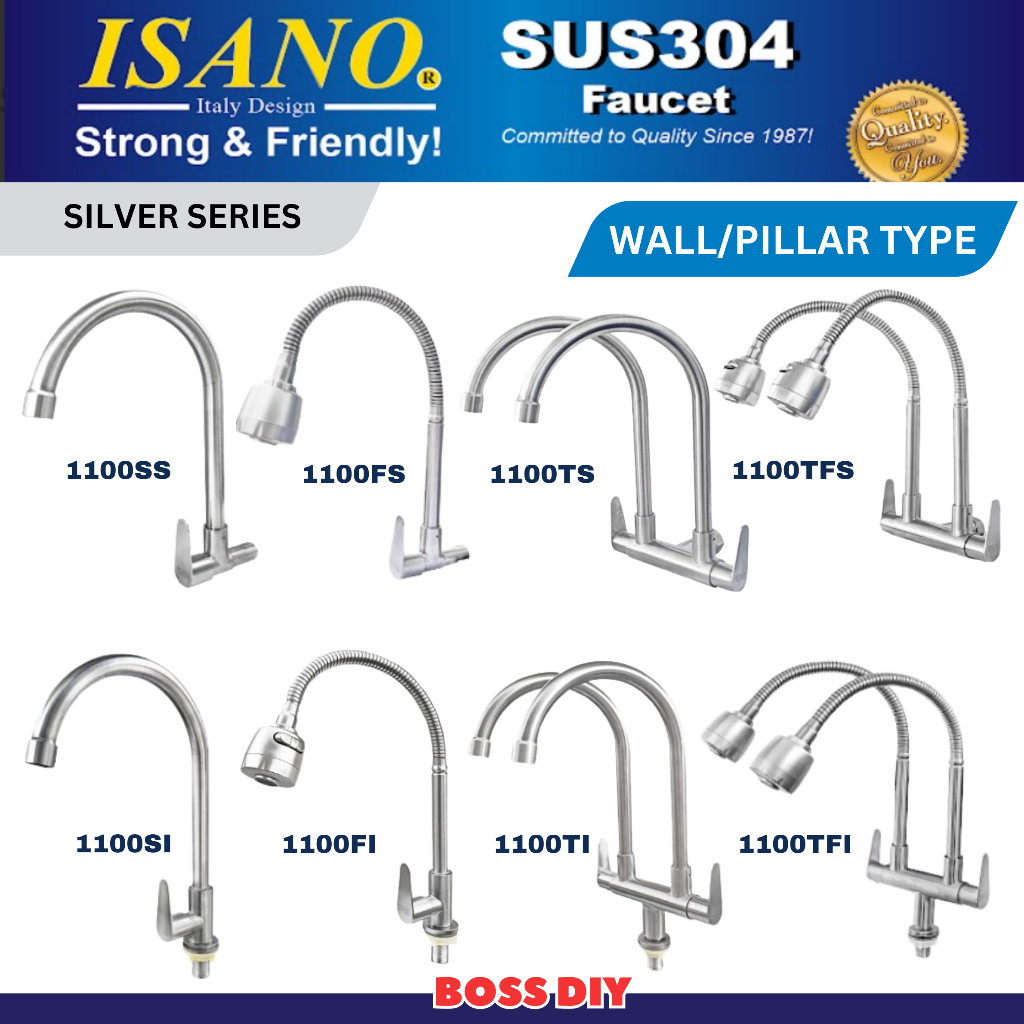 ISANO Kitchen Sink Faucet Stainless Steel Flexible Rotating Hose Shower ...