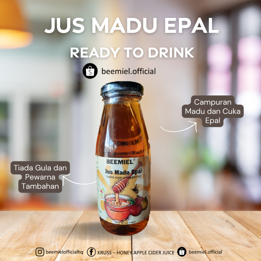 [[ READY STOCK ]] Beemiel Jus Madu Epal Ready To Drink 300ml | Shopee ...