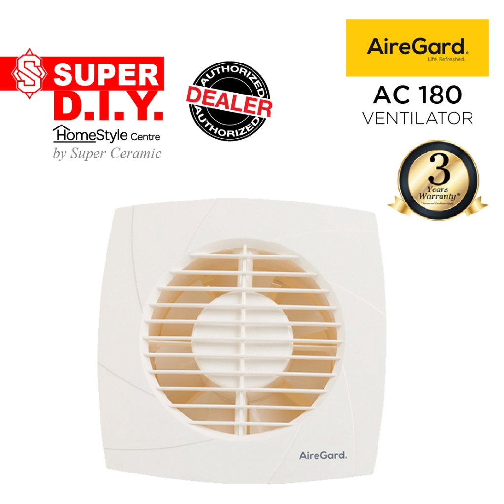 AIREGARD AC180 Exhaust Fan Ventilator Compact Series - Wall / Glass ...