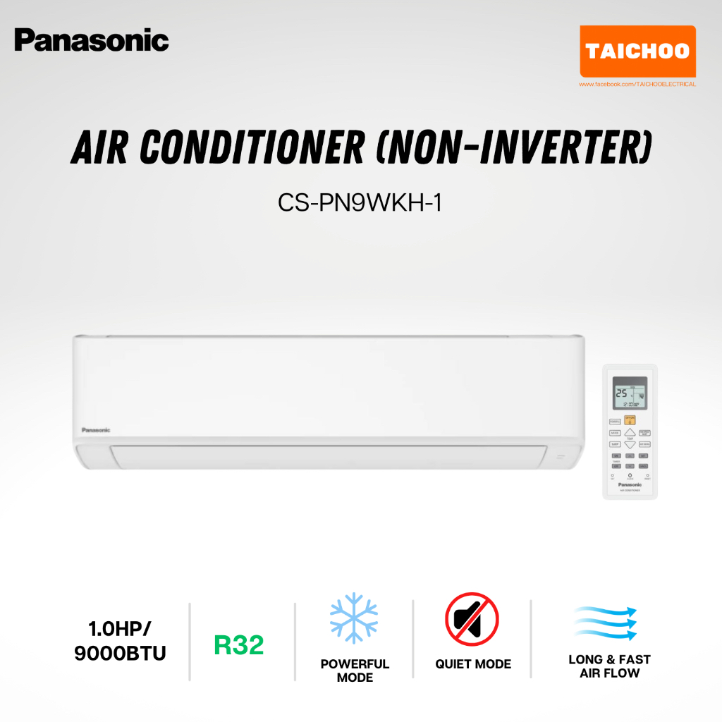 Panasonic Wall Mounted Air Conditioner Non-Inverter (1.0HP/9000BTU) CS ...