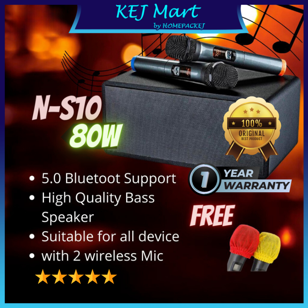 Family KTV NS10 80w KTV Karaoke Bluetooth Speaker with Wireless Mic USB High Quality HD Sound ...
