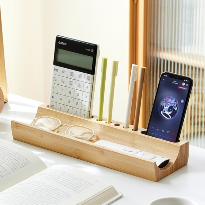 NEW Muji Solid Bamboo Desktop Table Organizer with Dedicated Storage ...