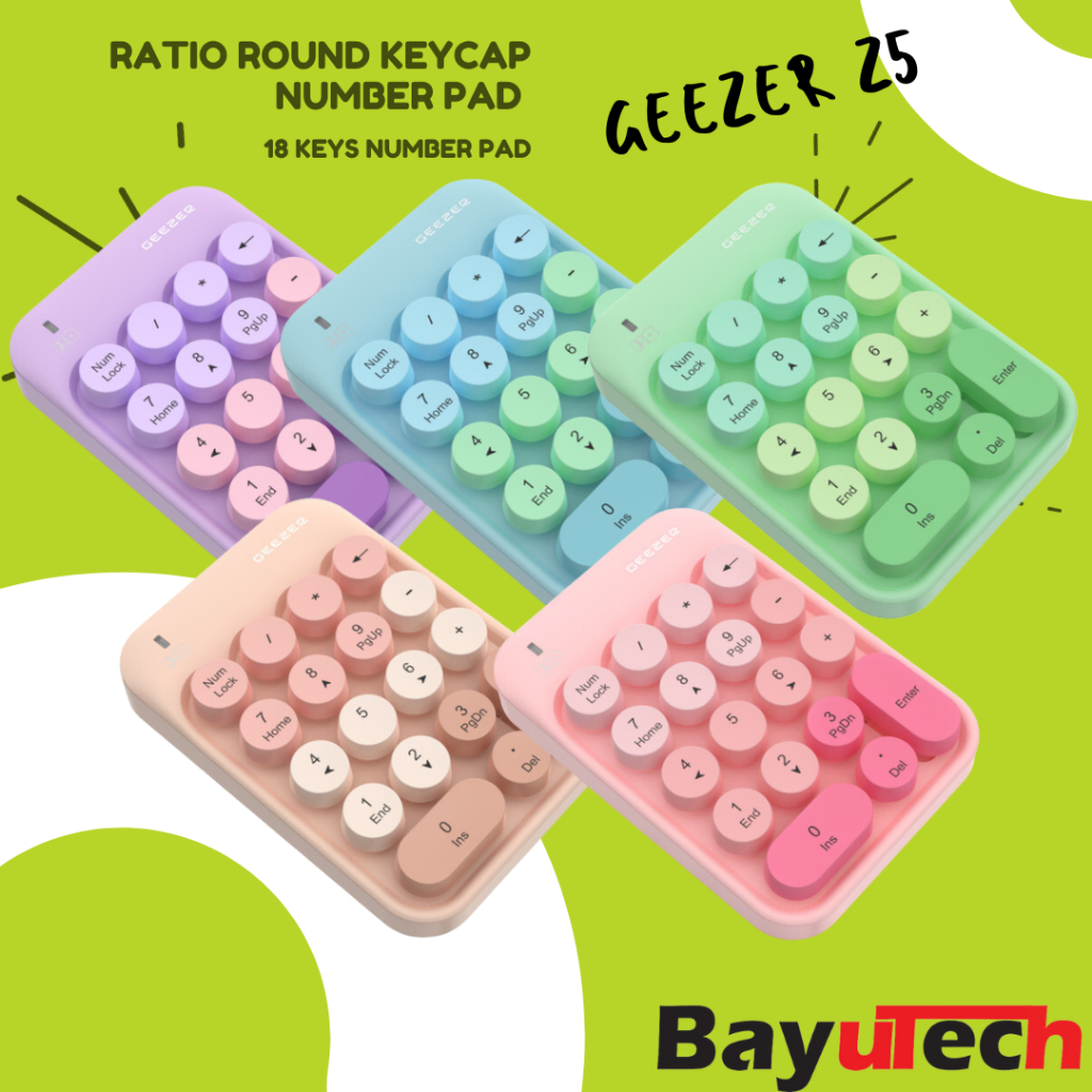 GZ Mixed color 2.4GHz Wireless Mini Compact Layout Round Keycaps ...