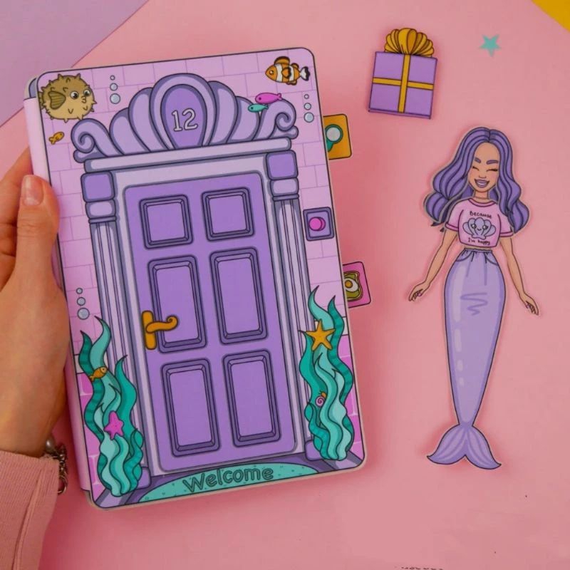 mermaid paper doll house laminated activity for kids Educational mainan ...