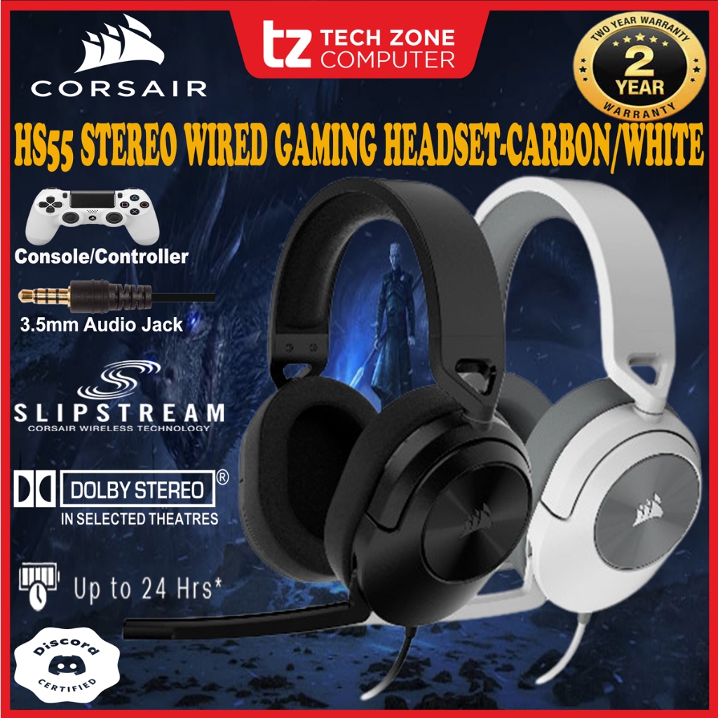 Corsair HS55 STEREO Wired Gaming Headset Carbon & White(CA-9011260-AP & CA-9011261-AP) | Shopee ...