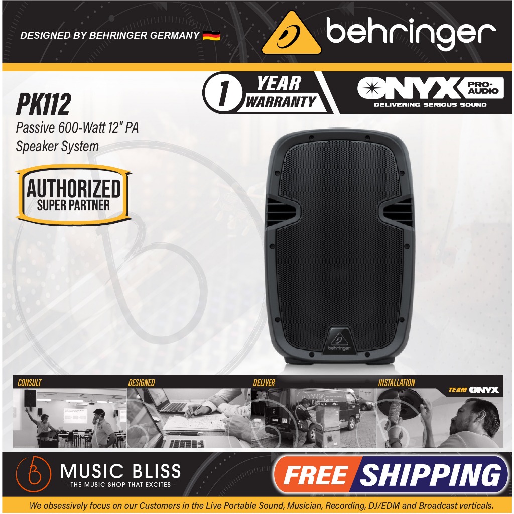 Behringer PK112 Passive 600-Watt 12" PA Speaker System (PK-112 / PK 112 ...