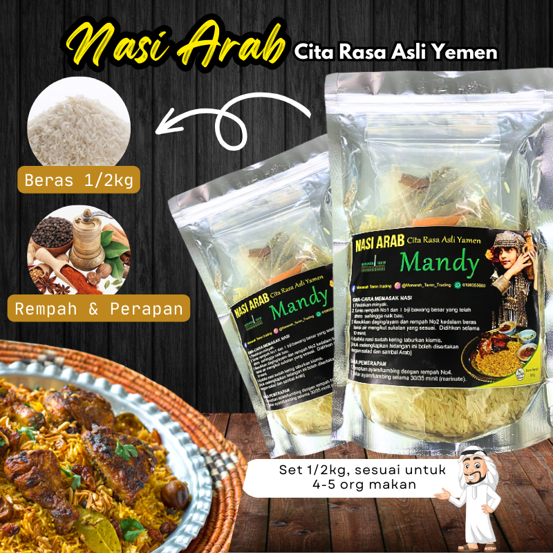 SET - Nasi Arab Mandy 1/2kg + Rempah + Perapan | Shopee Malaysia