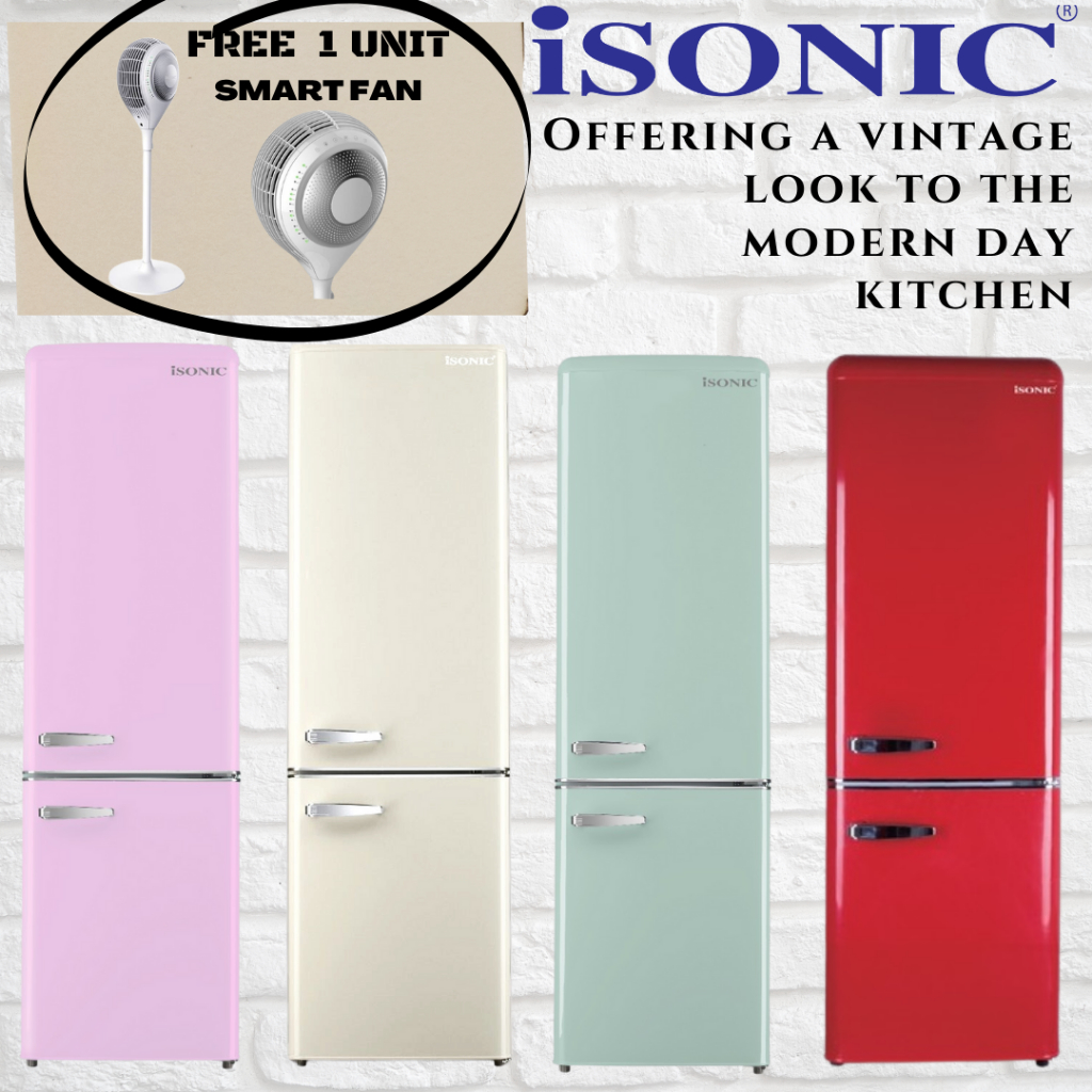 iSONIC DOUBLE DOOR VINTAGE REFRIGERATOR IDR-BCD261LH (CREAMY WHITE ...
