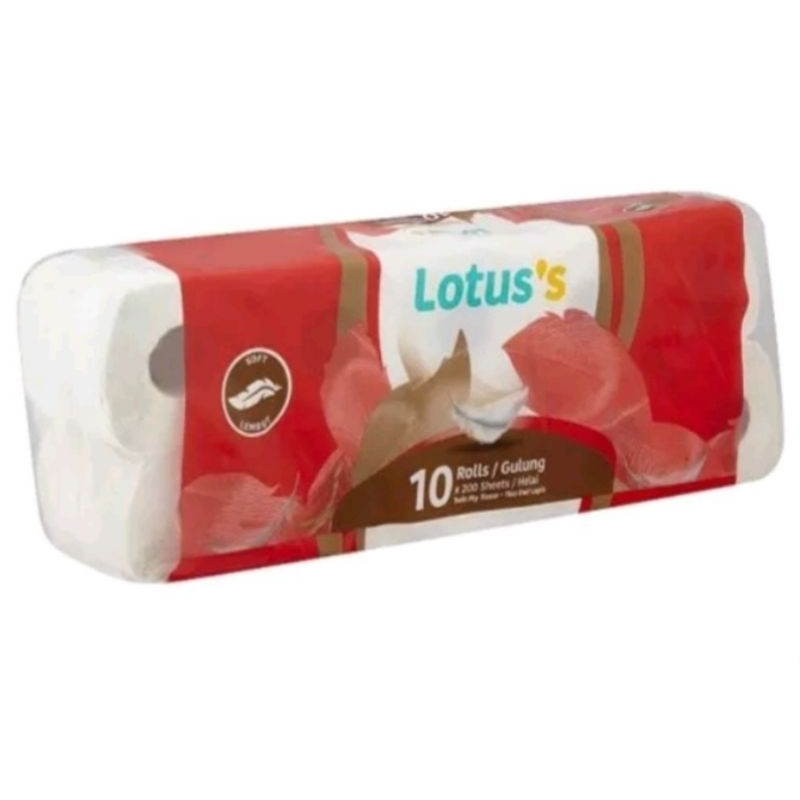 LOTUS Toilet Roll Tissue/Tisu Tandas Gulung 3Ply 200 Sheets x 10 ...