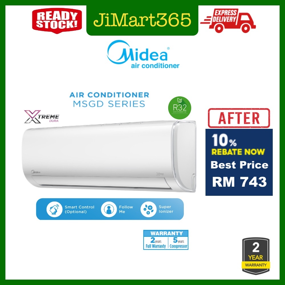Midea Air Conditioner MSGD-09CRN8 1HP / MSGD-12CRN8 1.5HP Xtreme Dura R32 Non Inverter Air ...