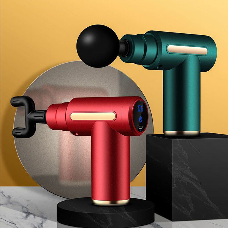 6 Speed Mini Massage Gun With 4 Head LED Digital Display Portable ...