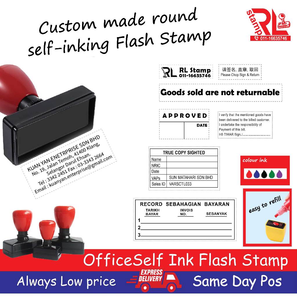 BIG SIZE Rubber Stamp / Pre Ink Rubber Stamp / Self Ink Rubber Stamp / Round Chop / Company ...