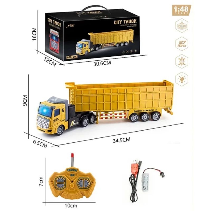 Koleksi 1:48 Lori Container Remote Control Rechargeable Container Truck ...