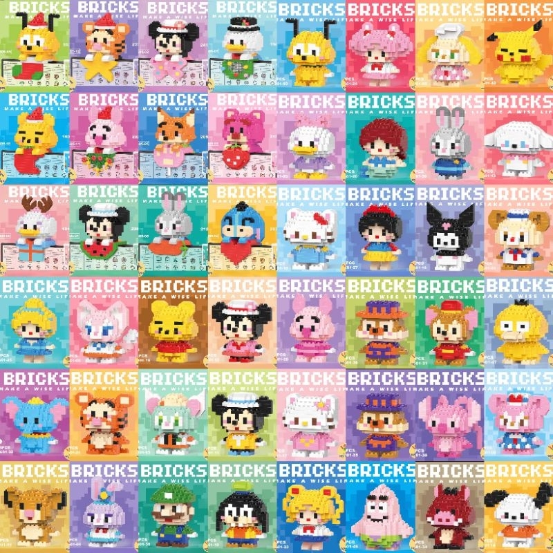 3D Mini Building Block Brick Block Cute Character Model Nano Block ...