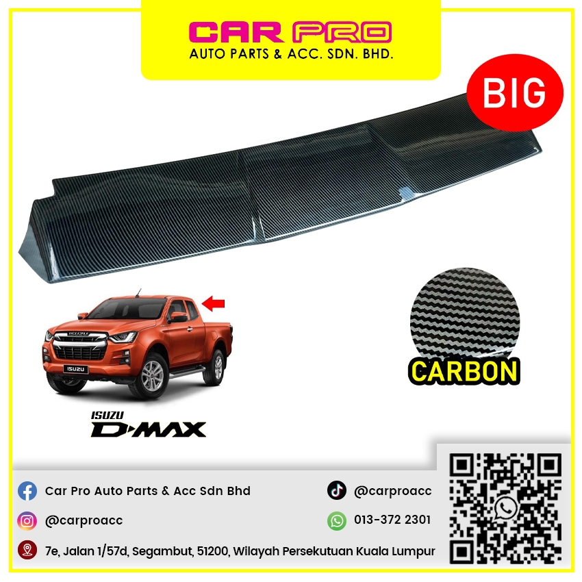 Isuzu Dmax D-Max 2021 - Present Rear Roof Top Spoiler Carbon Matte ...