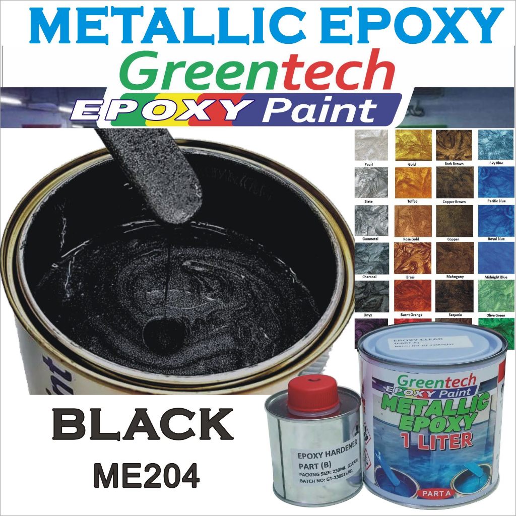 ME204 BLACK ( Metallic Epoxy Paint ) 1L METALLIC EPOXY FLOOR PAINT ...