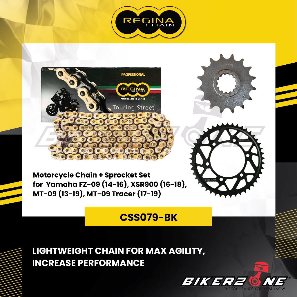 REGINA Chain 525ZRT-110 + S-TEEL Sprocket Set for Yamaha FZ-09, XSR900 ...