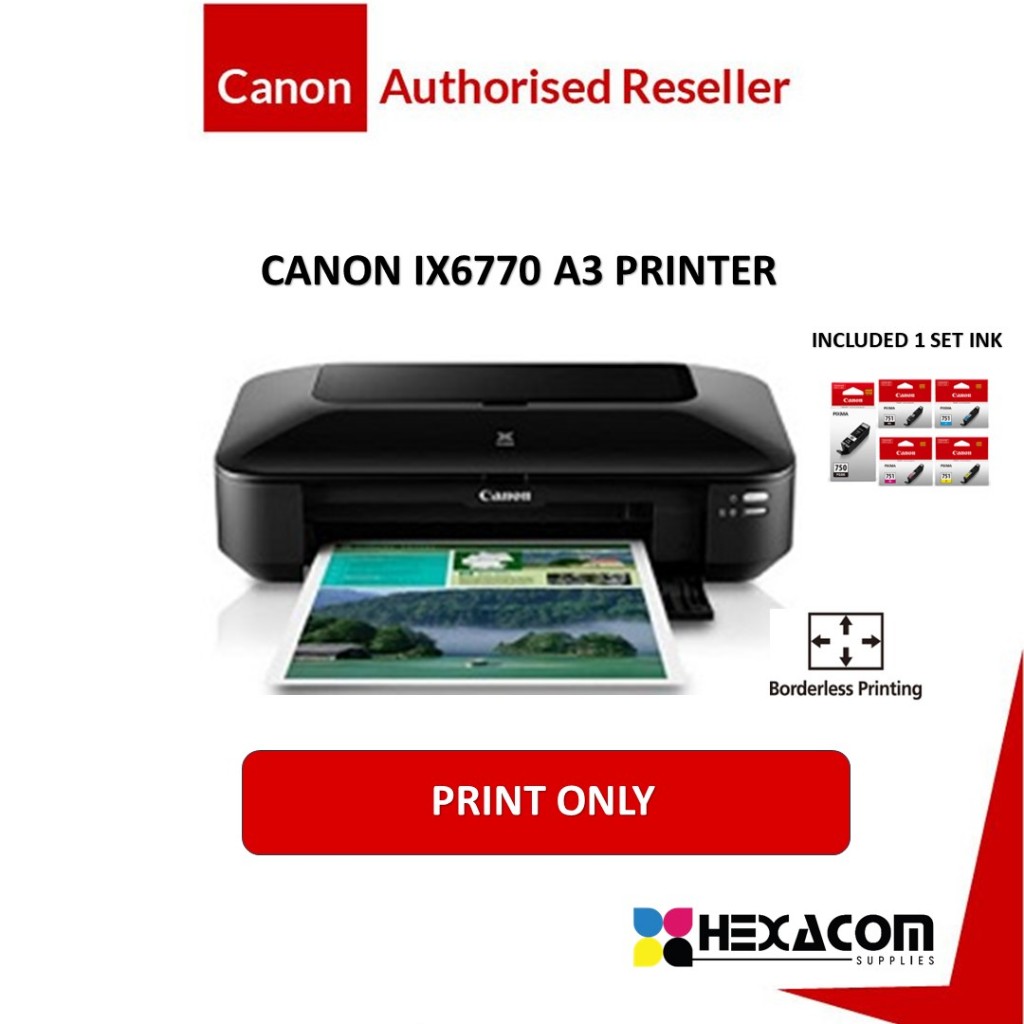 Canon Pixma IX6770 A3 Colour Printer with Black and Colour Ink (1 Set ...