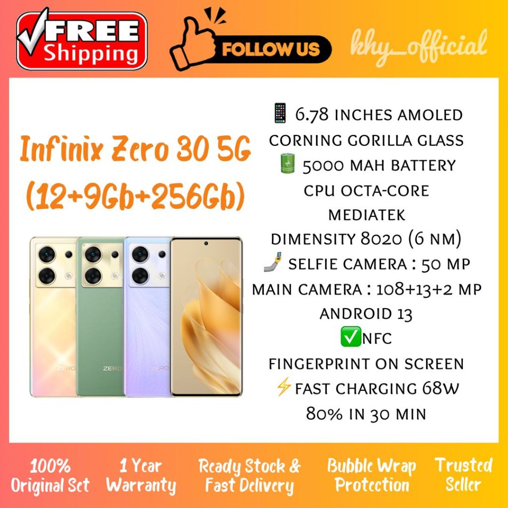 New Smartphone Original Infinix Zero 30 5G [ 12+9Gb Ram+256Gb Rom | 6nm5G Processor | 68W ...