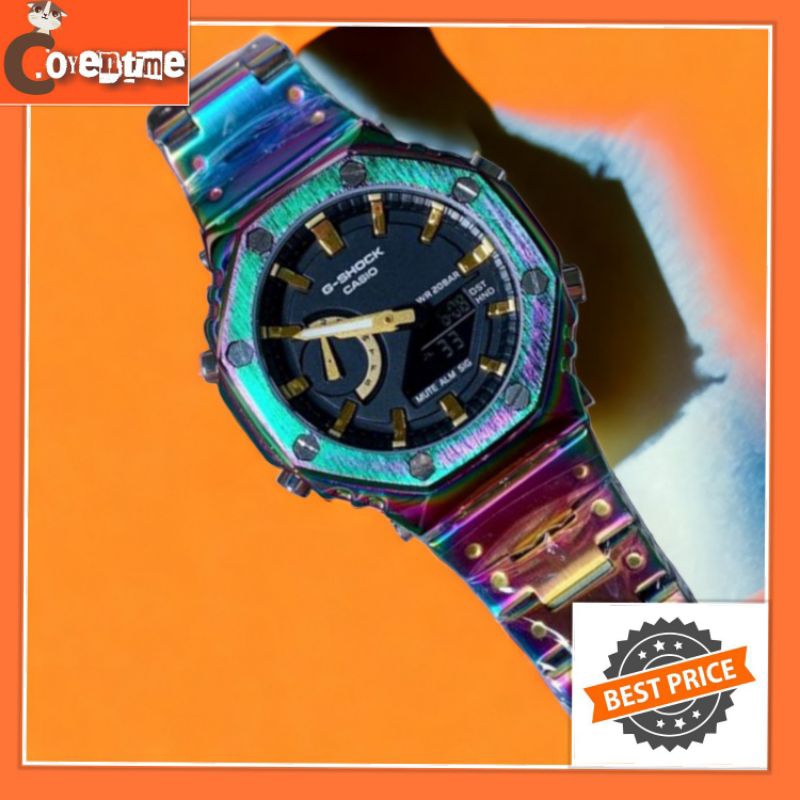 [SALE] TMJ GA 1200 RAINBOW STEEL DUAL TIME LIMITED EDITION | Shopee ...