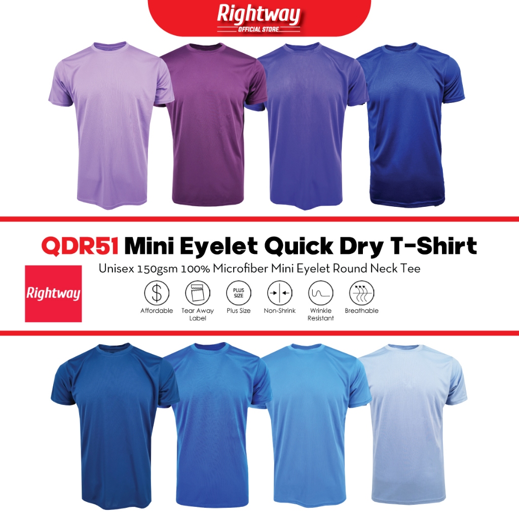RIGHTWAY Quick Dry Round Neck Unisex Microfiber Plain Jersey Sport ...