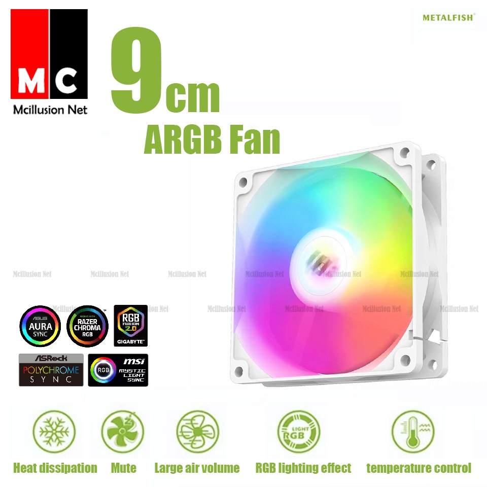MetalFish 9cm ARGB 5V3+4p 90mm PC Cooling FAN | Shopee Malaysia