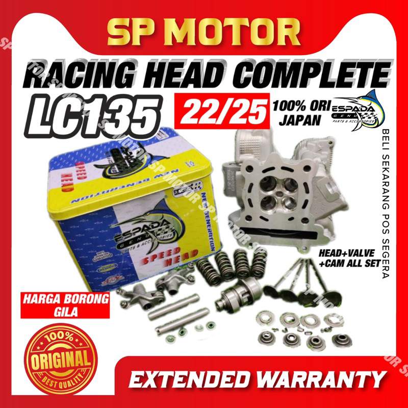 BORONG YAMAHA LC135 RACING CYLINDER HEAD SET COMPLETE 22/25 ALL FULL ...